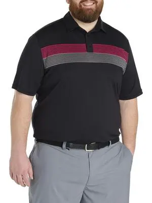 REEBOK Big & Tall Colorblocked Striped Polo Shirt - Very Berry