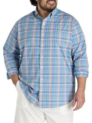 OAK HILL BY DXL Big & Tall Plaid Tech Sport Shirt Multi