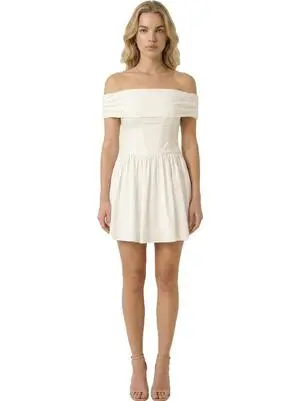 MODENAIRE Off-shoulder Mini Dress With Flowy Skirt - White
