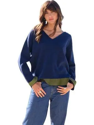 CELTIC & CO. Ponte V-Neck Sweater