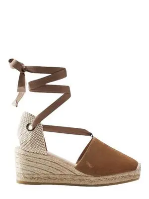 VISCATA Fosca Suede Espadrille Wedges Camel