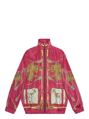 Gucci Horses And Tassels Print Oversize Bomber Jacket - Pink