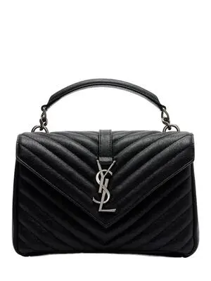 Saint Laurent Collège Medium Leather Shoulder Bag - Black