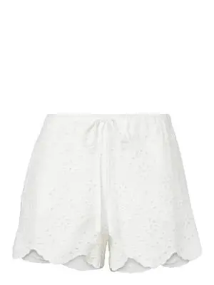 Poupette St Barth Broderie Anglaise Cotton Cruse Shorts - White
