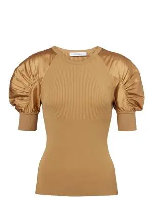 Max Mara Ribbed-knit Crêpe Top - Beige