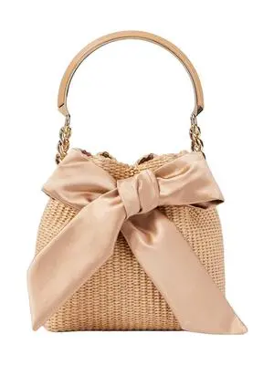 JIMMY CHOO Bon Bon Raffia Bucket Bag - Beige