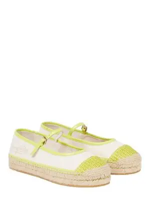 JIMMY CHOO Aciel Leather-trimmed Espadrilles - Green