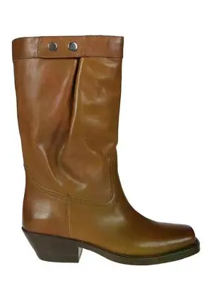 MARANT ETOILE Leather Mid-calf Boots - Brown