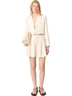 Maje Cropped Suit Jacket - Ecru