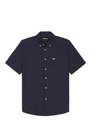 Barbour Longhall Seersucker Shirt In Blue - Navy