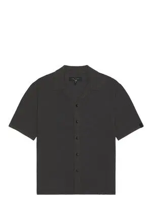 Rag & Bone Zig-zag Avery Short Sleeve Shirt In Grey - Dark Grey