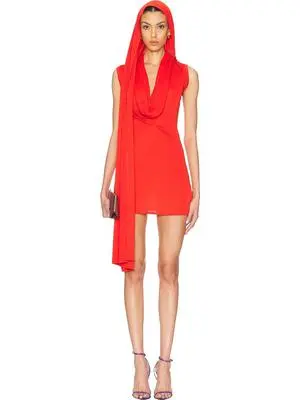 SID NEIGUM Cape Cowl Mini Dress - Red