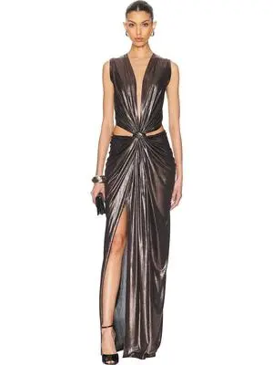 SID NEIGUM Floor Length Knot Dress - Metallic Espresso
