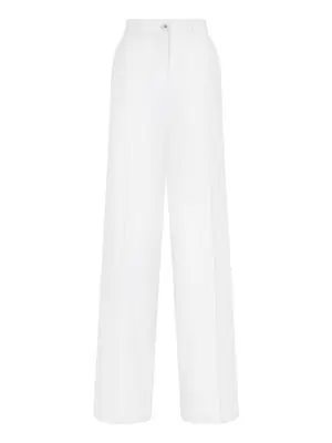 Dolce & Gabbana Flared Cotton Gabardine Pants - White