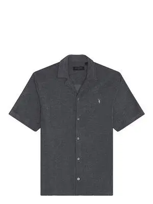 ALLSAINTS Felix Button Down Shirt In Navy - Pitched Blue