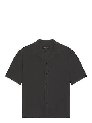 Rag & Bone Zig-zag Avery Short Sleeve Shirt In Grey - Dark Grey