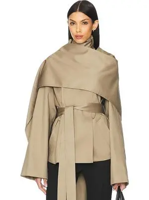 EAVES Yuna Crop Trench - Khaki Greige