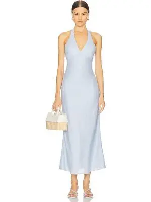 Bardot Paola Halter Midi Dress - Soft Blue