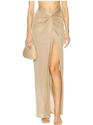 Giuseppe Di Morabito Knotted Metallic Skirt - Camel