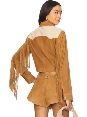 UNDERSTATED LEATHER Combo Fringe Jacket - Brown