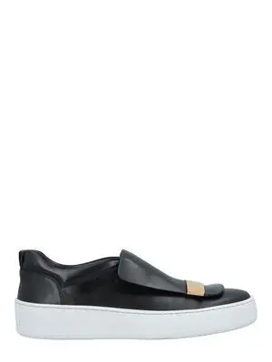 SERGIO ROSSI Leather Sneakers With Appliqués - Black