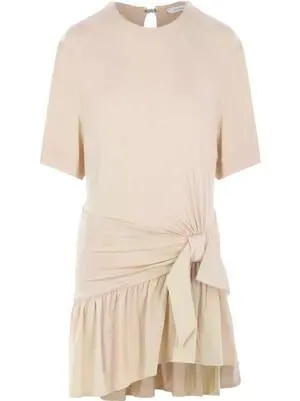 Rabanne Tie-detail Ruffle Dress - Neutrals