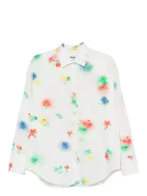 MSGM Floral-print Shirt - White