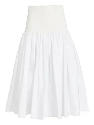 Alexander McQueen Knit-paneled Cotton-poplin Midi Skirt - White
