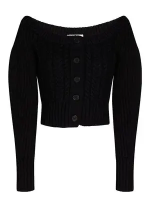 Alexander McQueen Cropped Cable-knit Cardigan - Black