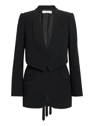 Alexander McQueen Layered Crepe Blazer - Black