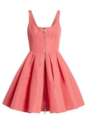 Alexander McQueen Flared Faille Mini Dress - Coral