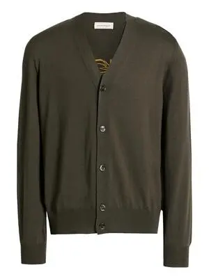 Alexander McQueen Embroidered Knitted Cardigan - Army Green