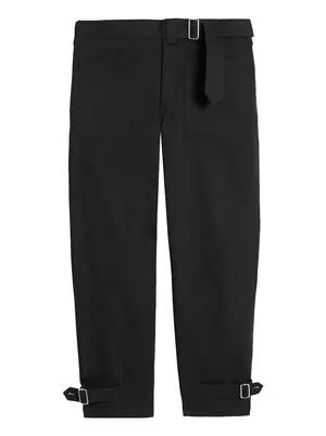 Alexander McQueen Belted Cotton-twill Pants - Black