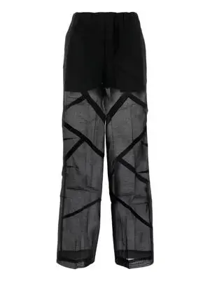Co Name Sheer-paneled Wide-leg Trousers - Black