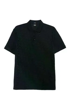 BOSS Patterned-jacquard Polo Shirt - Blue