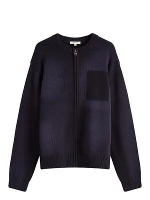JW Anderson Washed Zip Front Cardigan - Navy