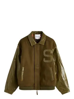 HOUSE OF SUNNY Vinyl Free Fall Bomber Jacket - Army Green
