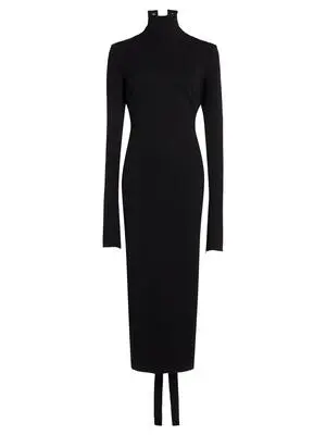 Balenciaga Lace-up Jersey Midi Dress - Black