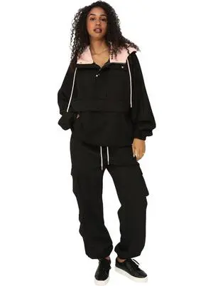 BELLE & BLOOM Panelled Hoodie - Black
