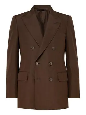 TOM FORD Dyllan Double-breasted Silk Suit Jacket - Brown