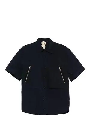 TEN C Zipped-pockets Shirt - Blue