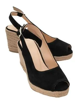 FOREVER & ALWAYS SHOES Forever & Always Shoes Ryan Suede Espadrille Sandals Black Suede Leather
