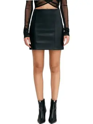 MARCELLA Ellwood Faux Leather Mini Skirt - Black