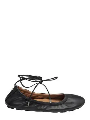BOSS Tie-string Leather Ballet Flats - Black