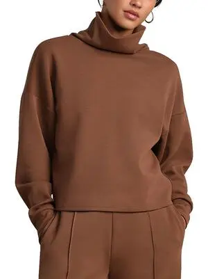 RHONE Mock Neck Sweatshirt - Chestnut Brown