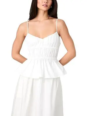 French Connection Poplin Strappy Peplum Top - Summer White