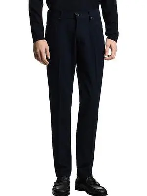 Emporio Armani Regular Fit Stretch Cannette Trousers - Solid Blue