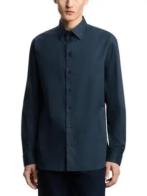 Emporio Armani Geometric Button Up Shirt - Blue/black
