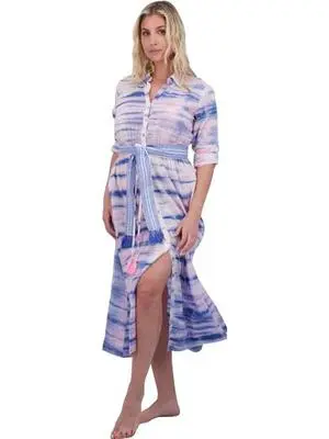 MER ST. BARTH Anais Button Front Shirtdress - Pink