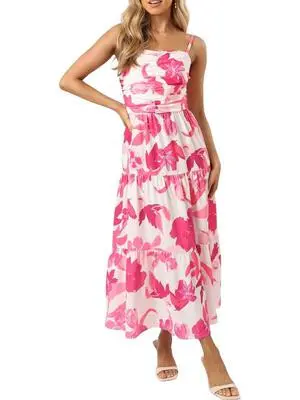 PETAL & PUP Monika Floral Fit & Flare Maxi Dress - Pink Floral